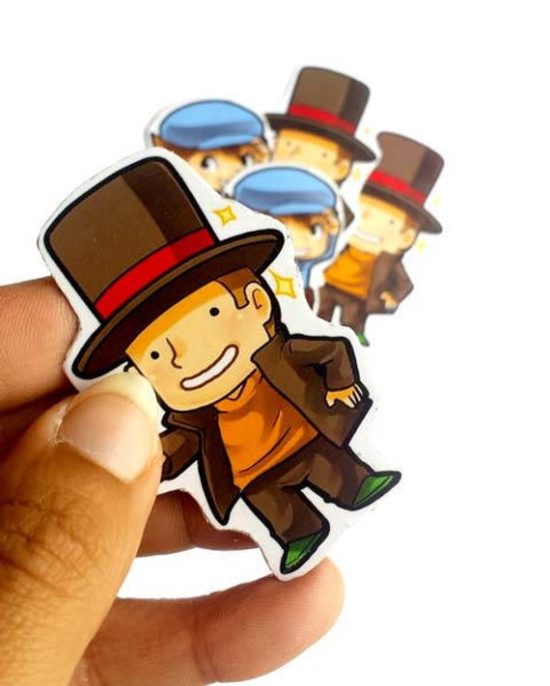 Professor Layton chibi sticker set of 2 - Dreamchaserart