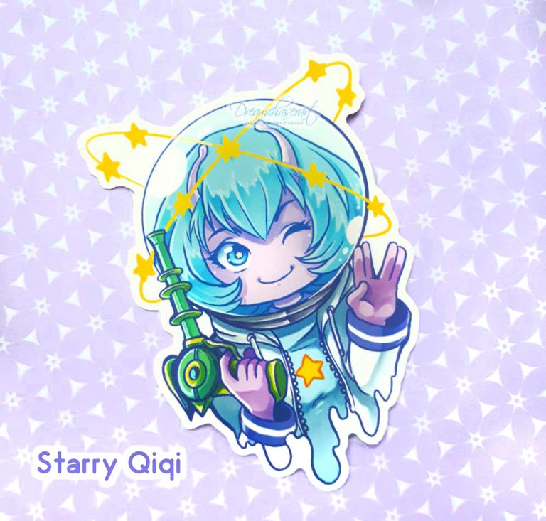 Chibi Qiqi the cosmic girl sticker set of 3 - Dreamchaserart