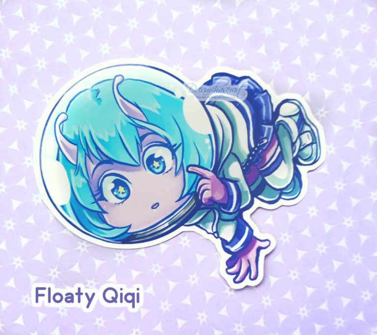 Chibi Qiqi the cosmic girl sticker set of 3 - Dreamchaserart