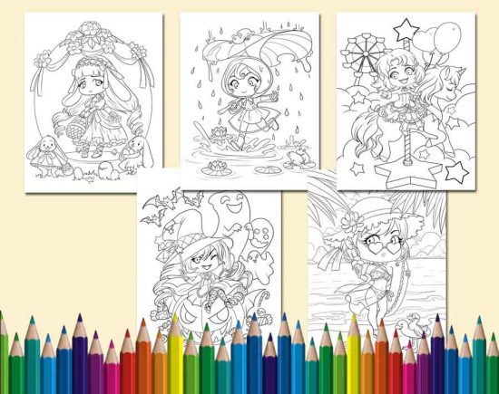 Dreamy Chibi's full Coloring book Digital PDF - Dreamchaserart