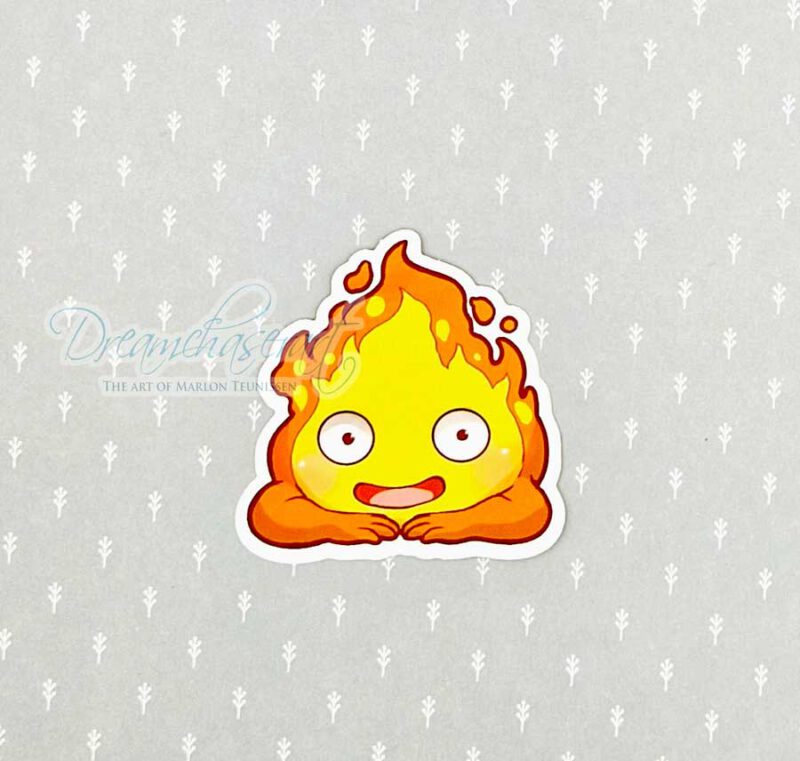 Calcifer peeker sticker - Dreamchaserart