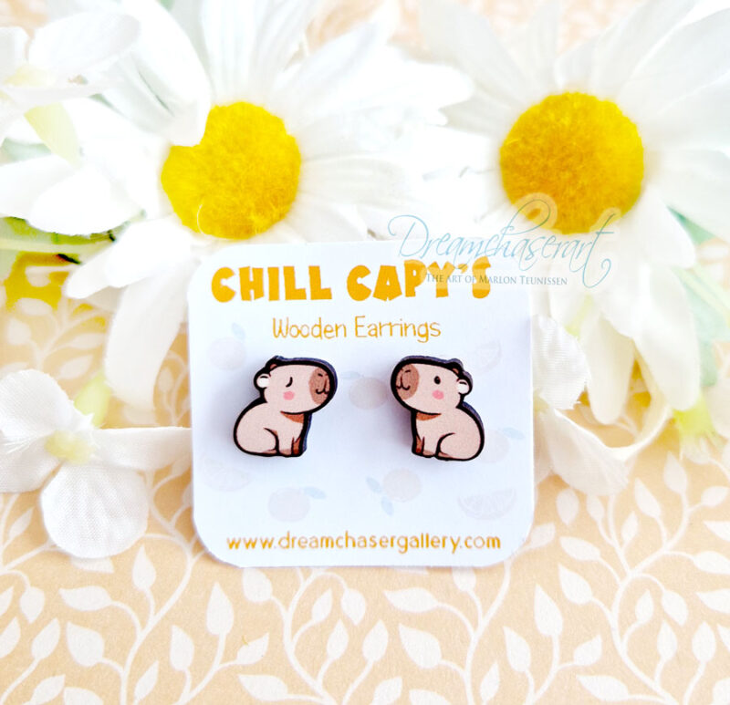 Chill Capy cute stud earrings - Dreamchaserart