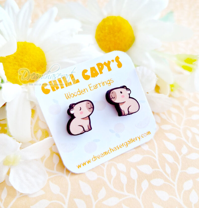 Chill Capy cute stud earrings - Dreamchaserart