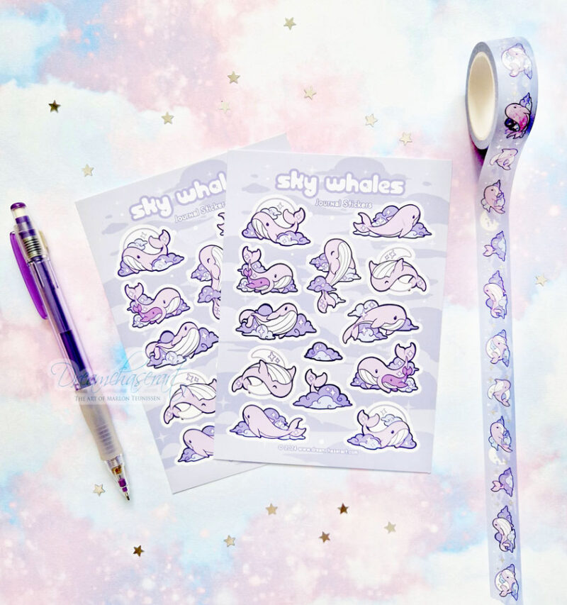 Sky Whale Sticker sheet - Dreamchaserart
