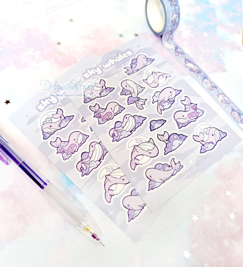 Sky Whale Sticker sheet - Dreamchaserart