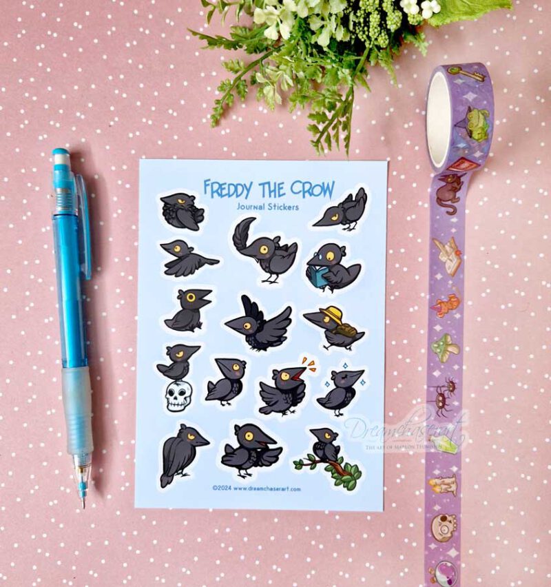 Freddy the crow Sticker sheet - Dreamchaserart